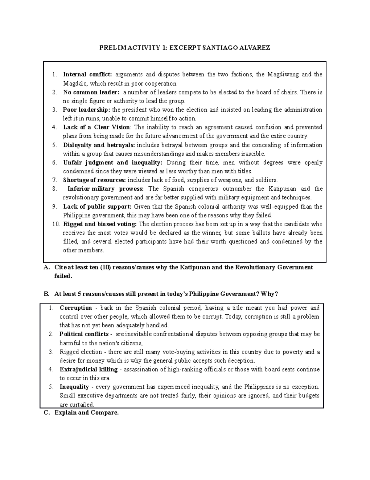 ( Prelim Activity #1) - PRELIM ACTIVITY 1: EXCERPT SANTIAGO ALVAREZ ...