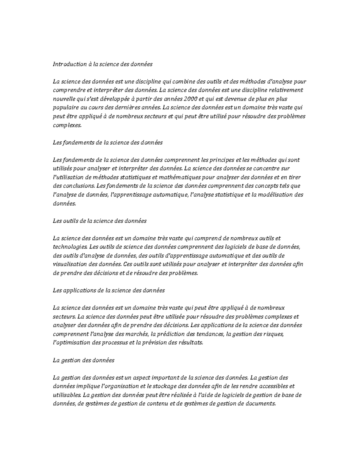 Data Science Notes de cours - Introduction à la science des données La ...