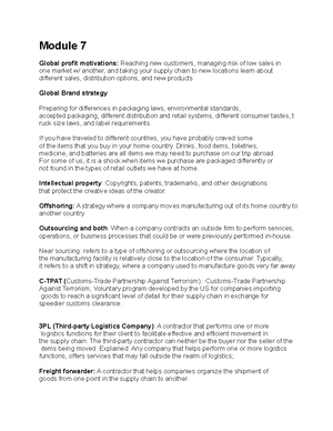 SCM 300 Module 6 - study guide for 6 - Module 6 Supply Chain Goals ...
