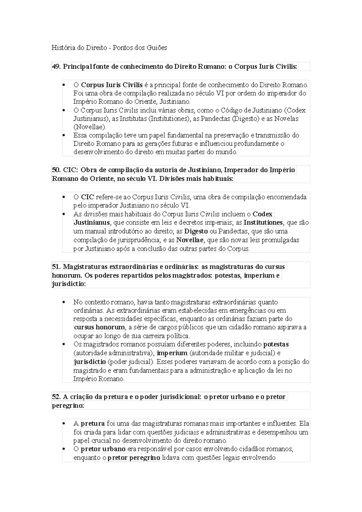 História do Direito - guioes - História do Direito - Pontos dos Guiões ...