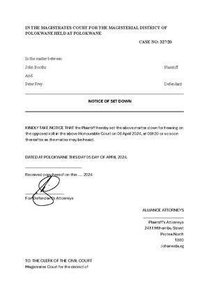 Notice of intention to defend - IN THE HIGH COURT OF SOUTH AFRICA ...