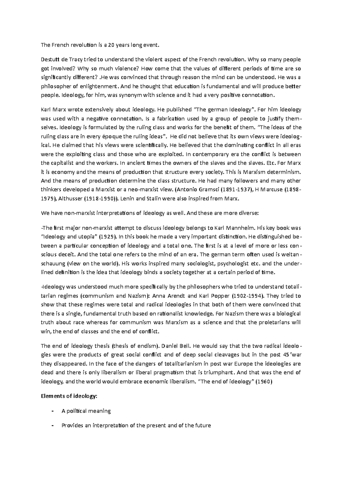 Introduction to Political science - Ideology - The French revolution is ...