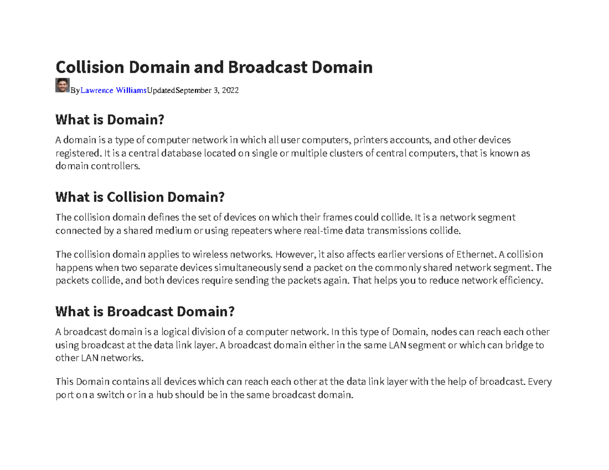 Collision Domain and Broadcast Domain - Collision Domain and Broadcast ...