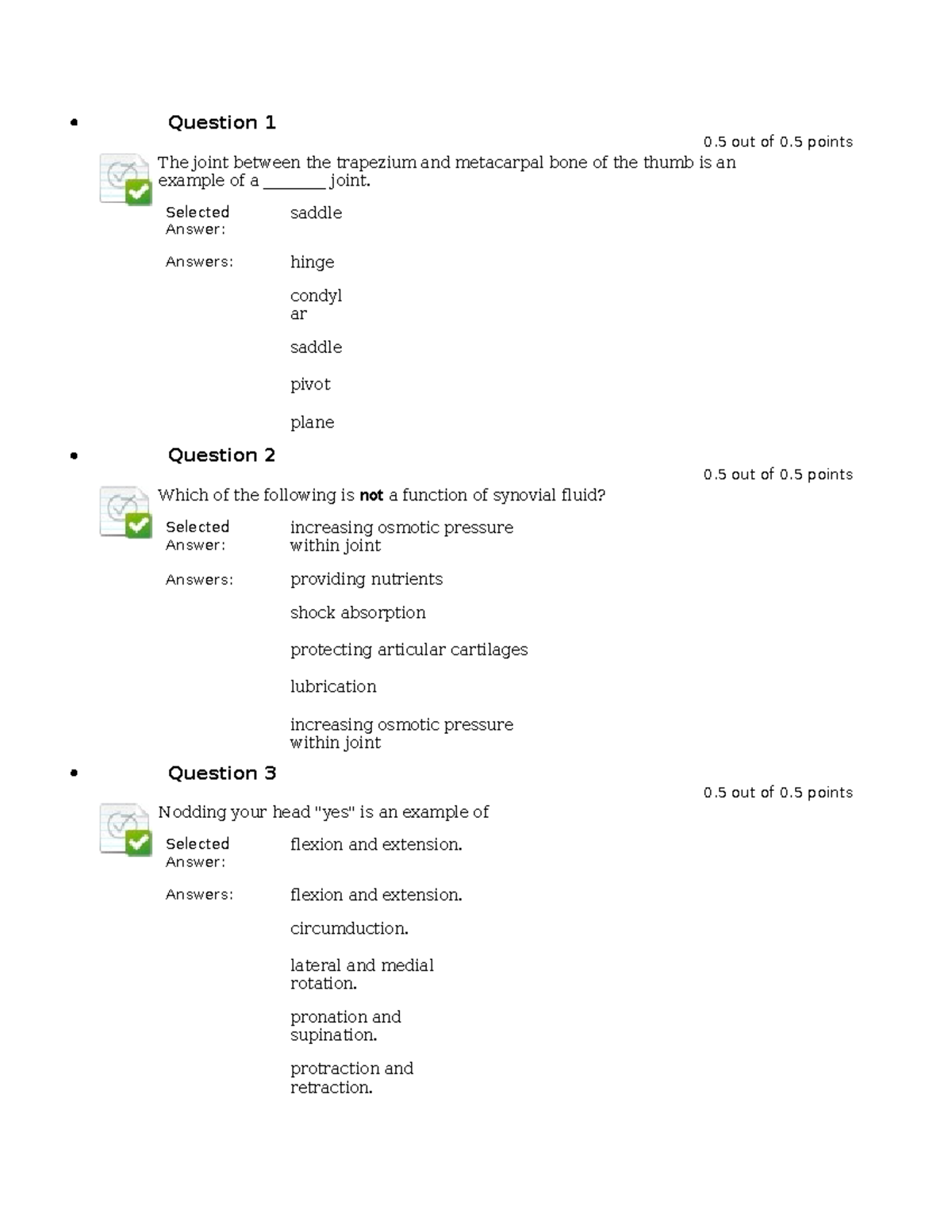 Anatomy Ch.8 Quiz - course work - Question 1 0 out of 0 points The ...