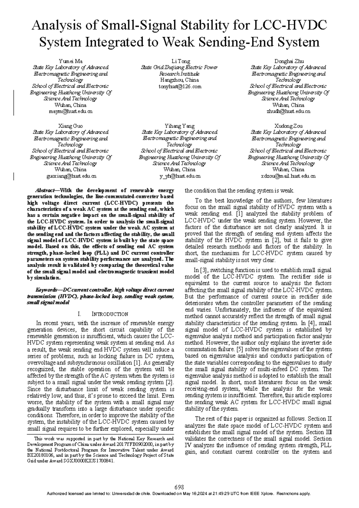 2020 Analysis of Small-Signal Stability for LCC-HVDC System Integrated ...
