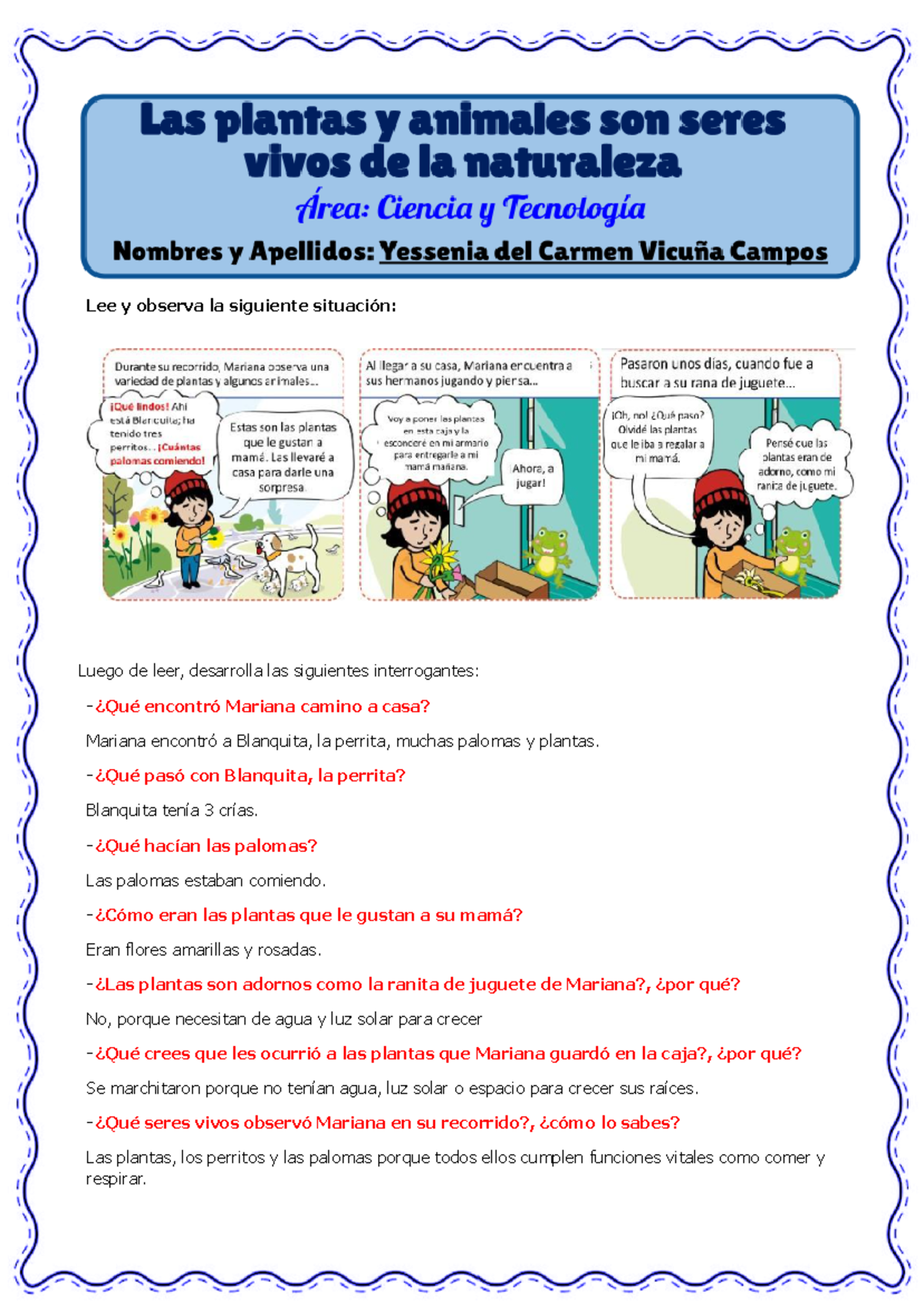Las plantas y animales son seres vivos de la naturaleza - Lee y observa ...