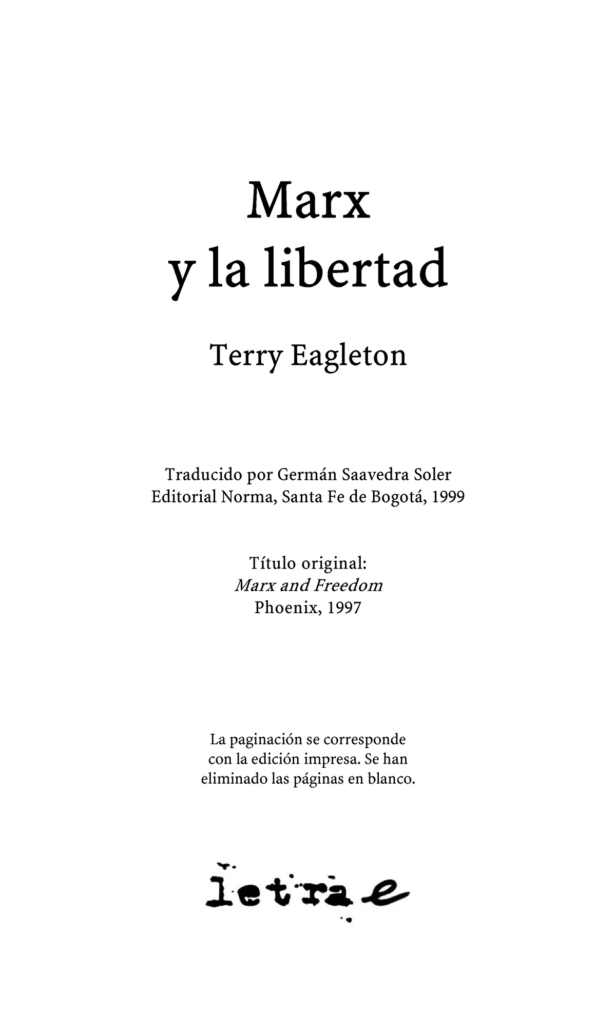 13 Eagleton Terry - Historia - Marx y la libertad Terry Eagleton ...