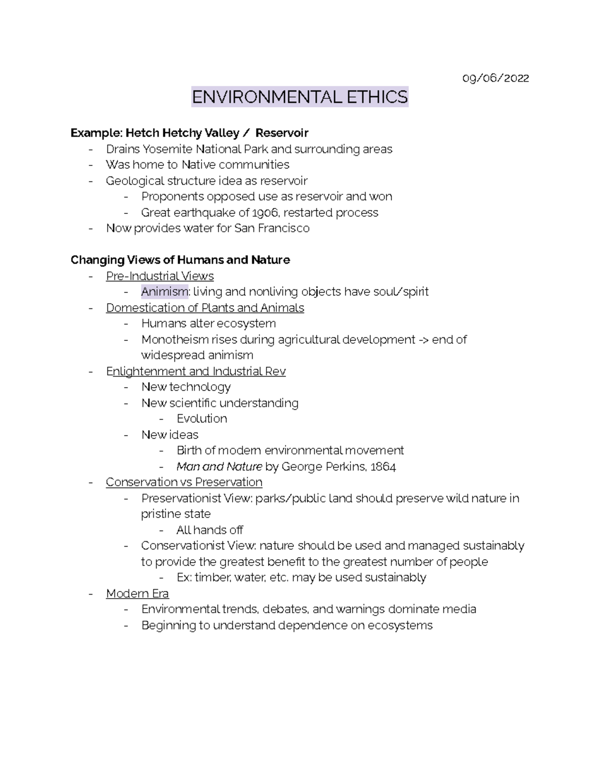 Chapter 2 Environmental Ethics - 09/06/ ENVIRONMENTAL ETHICS Example ...