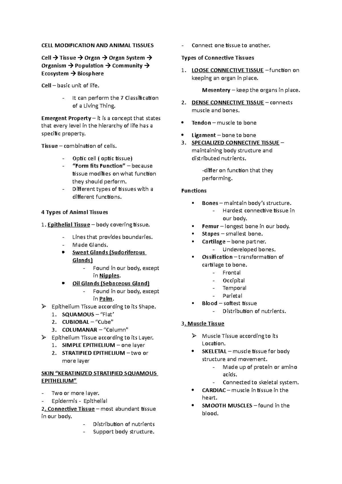 CELL Modification AND Animal Tissues - CELL MODIFICATION AND ANIMAL ...