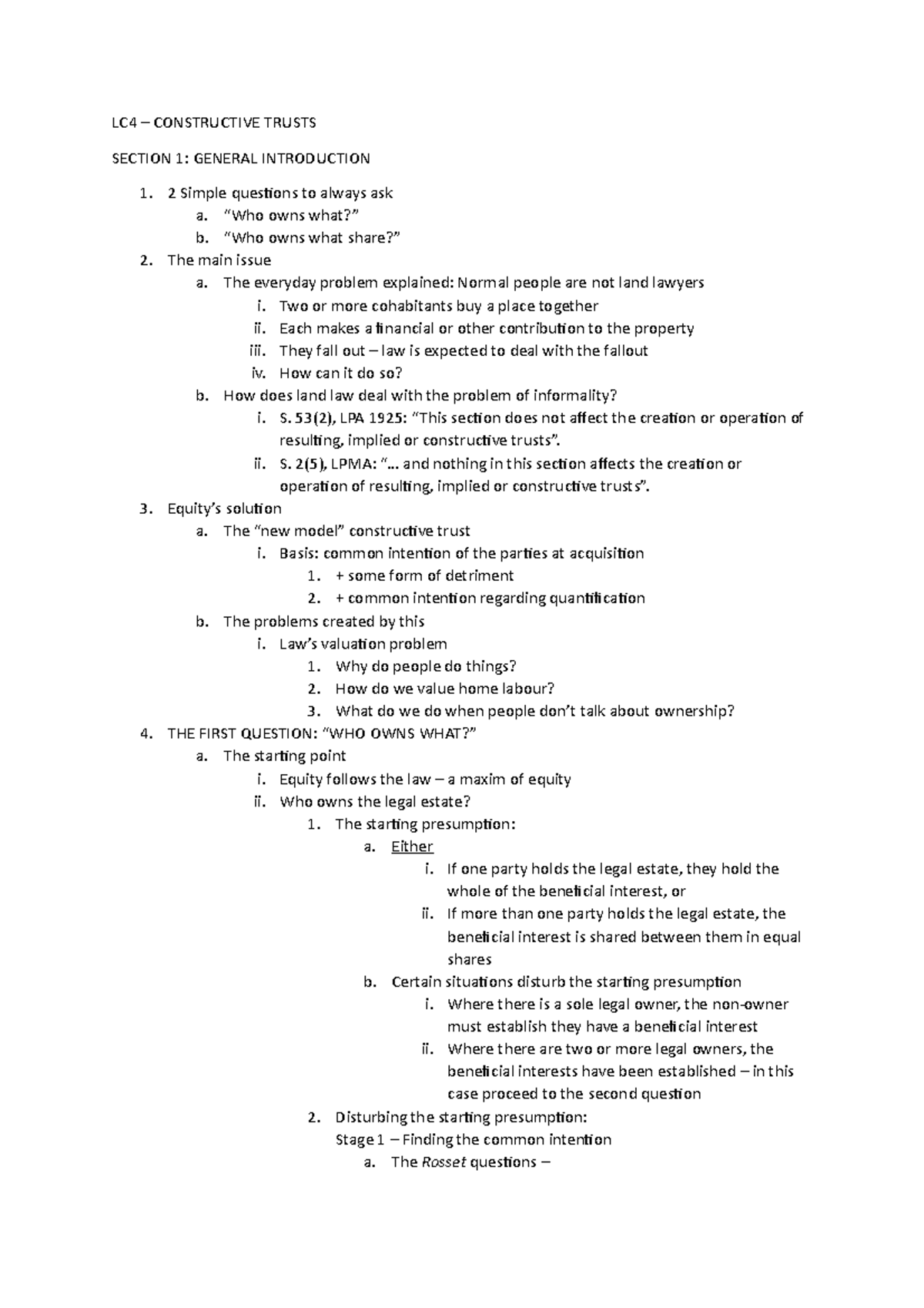 LC4 Ultra Basic Notes - LAWDM0075 - University of Bristol - Studocu