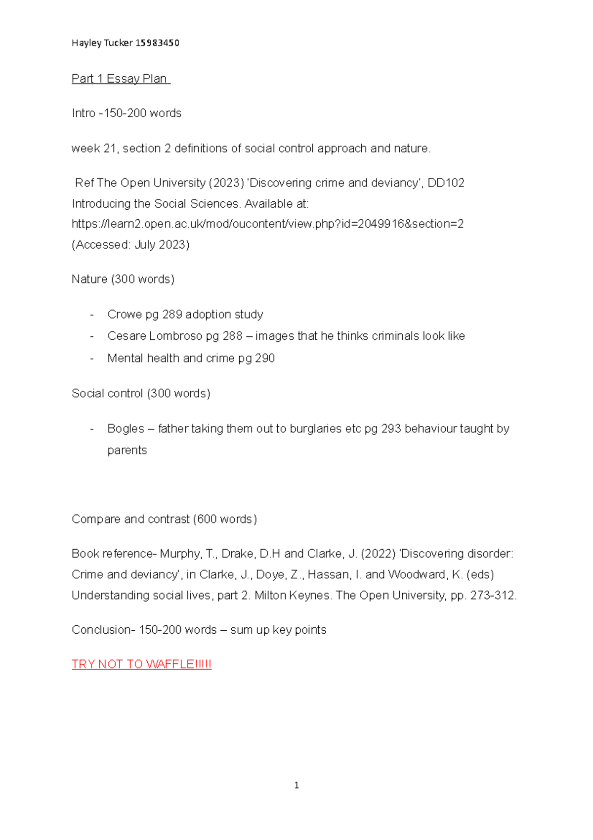 TMA 05 - some notes - Part 1 Essay Plan Intro -150-200 words week 21 ...