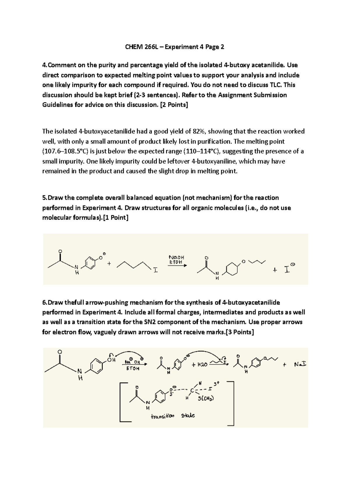 CHEM 266 L-Exp4 Pg 2 - lab report - CHEM 266L – Experiment 4 Page 2 4 ...