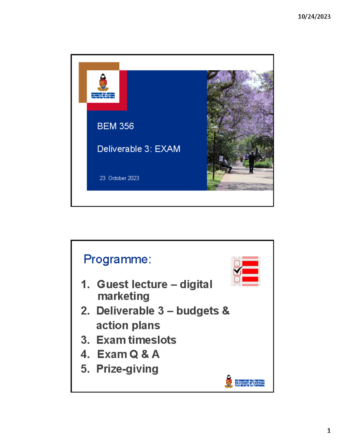 Class notes 7 2023 10 23 Students - BEM 356 Deliverable 3: EXAM 23 ...