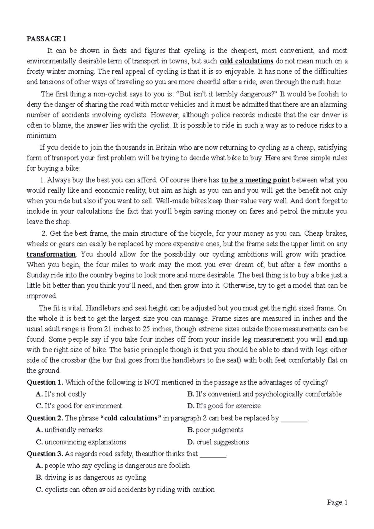 Passage 1 - Tiếng anh chuyên ngành - PASSAGE 1 It can be shown in facts ...