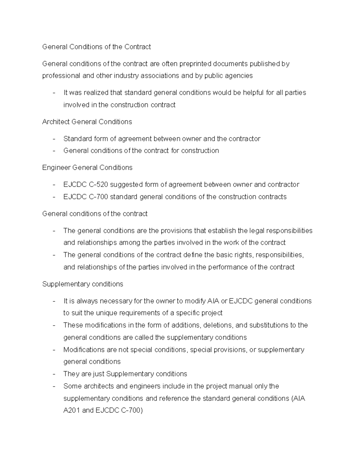 TEC 123 2 - Class Notes from powerpoints - General Conditions of the ...