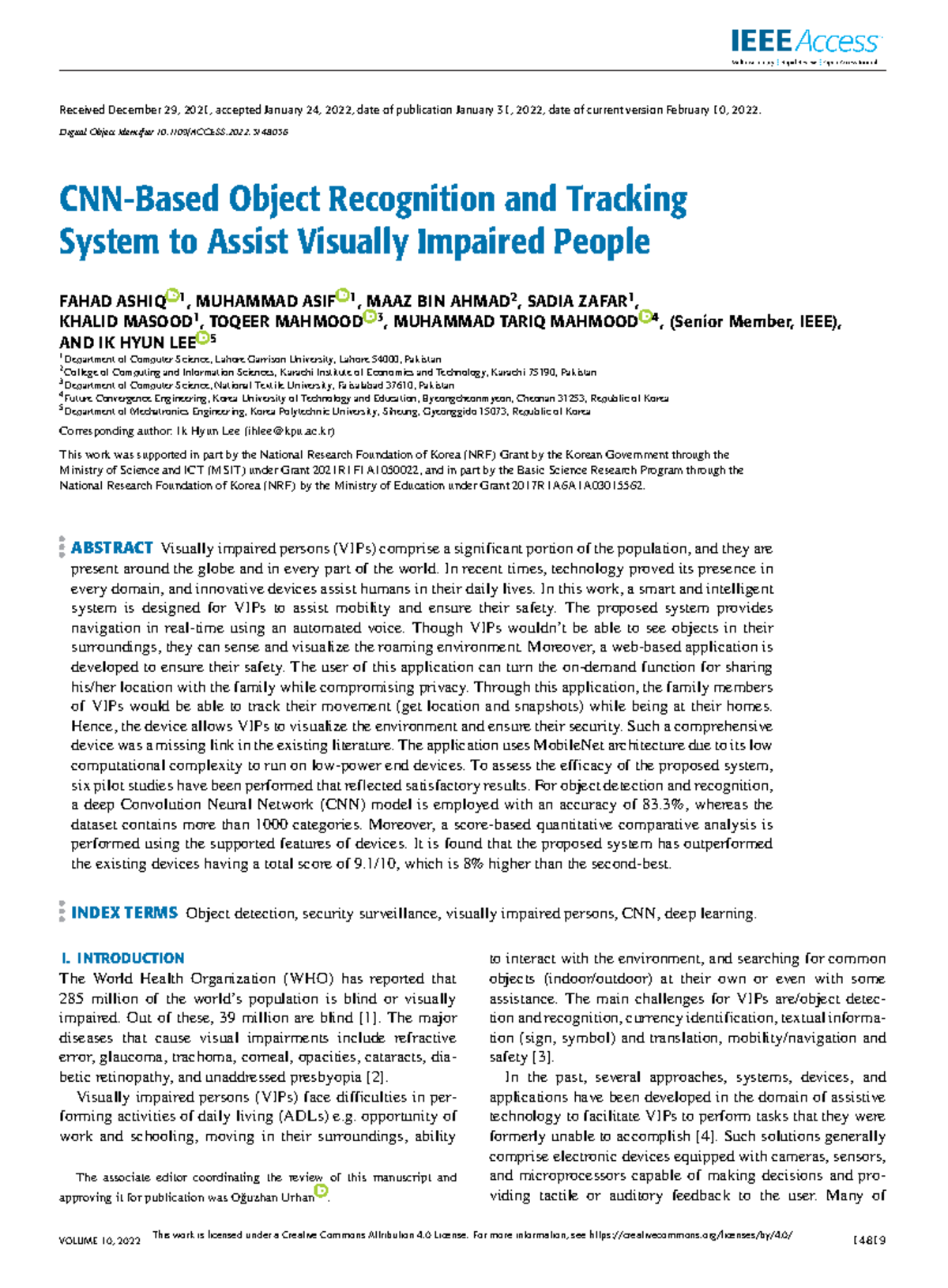 CNN-Based Object Recognition and Tracking System to Assist Visually ...