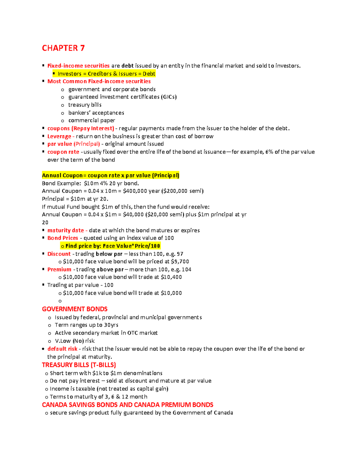 IFC Summary 2 - CHAPTER 7 Fixed-income securities are debt issued by an ...