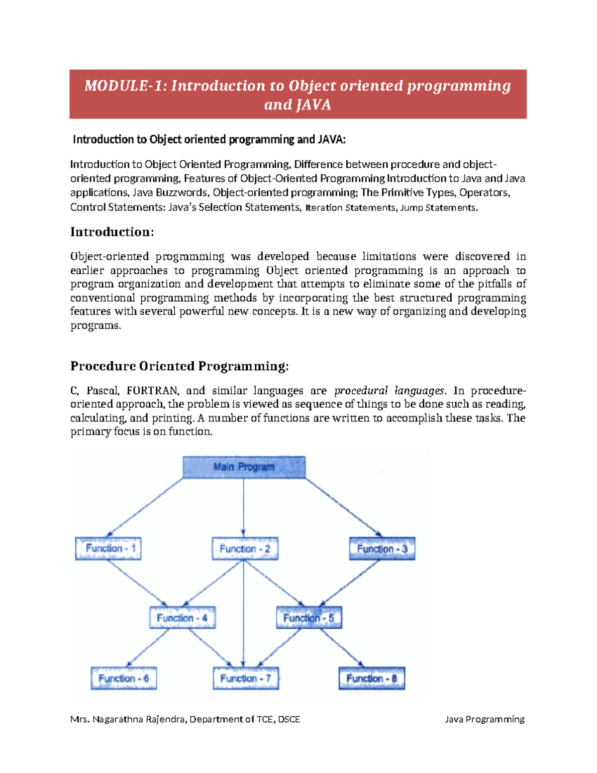 Module 1 Oops Java Concepts Module 1 Introduction To Object Oriented Programming And Java