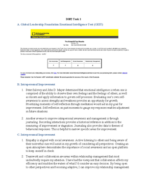 D082 Task 2 - Task 2 - D082 Task 2 A. Personal Values Loyalty is one of ...