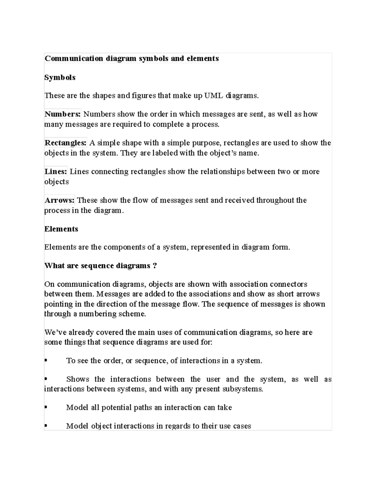 Diagram - Communication diagram symbols and elements Symbols These are ...