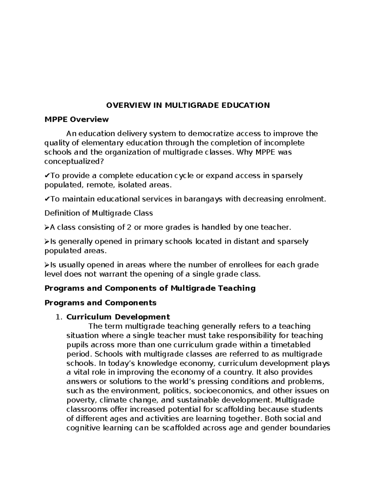 GE 11 Teaching Multigrade ( Chapter 1-3) - OVERVIEW IN MULTIGRADE ...