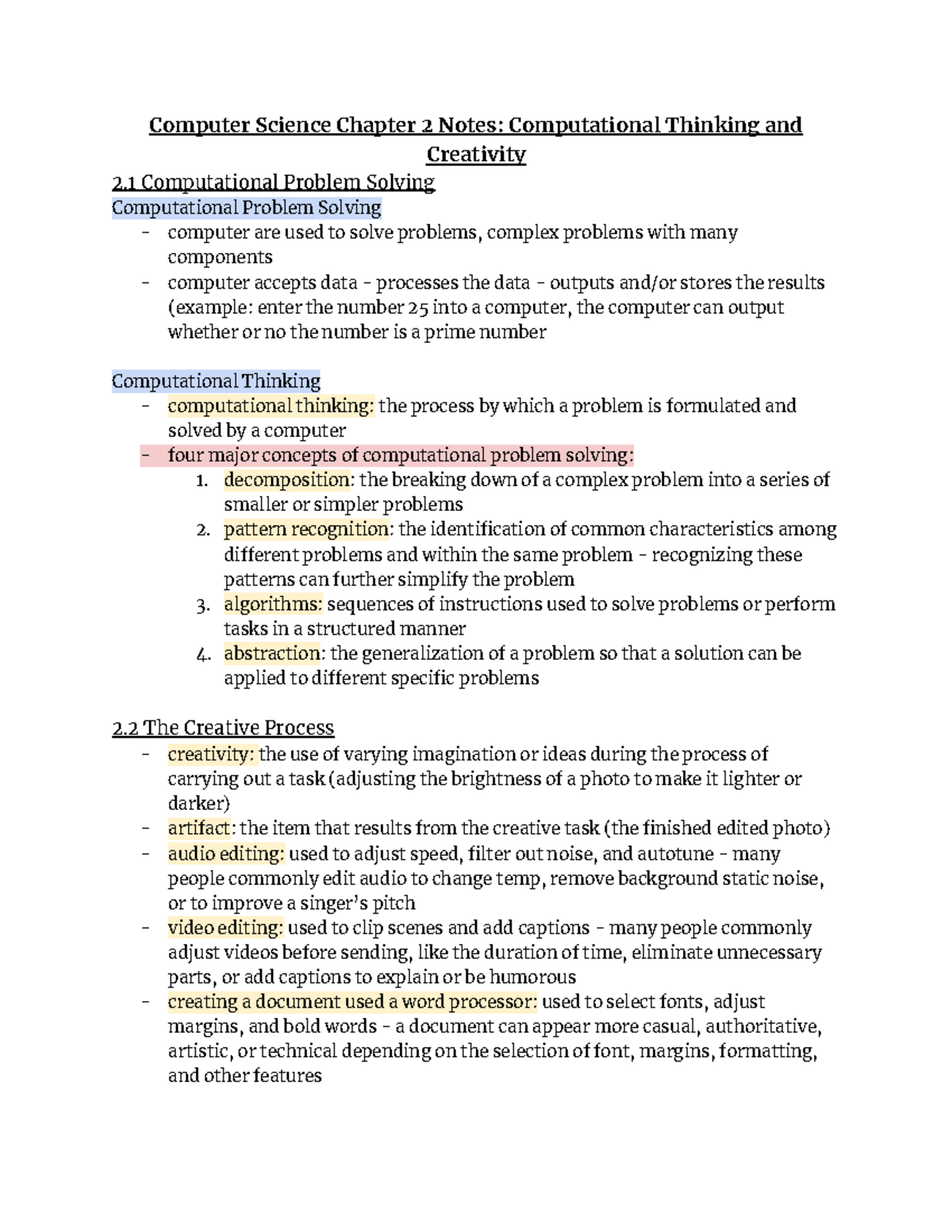 Computer Science Chapter 2 Notes - Computer Science Chapter 2 Notes ...