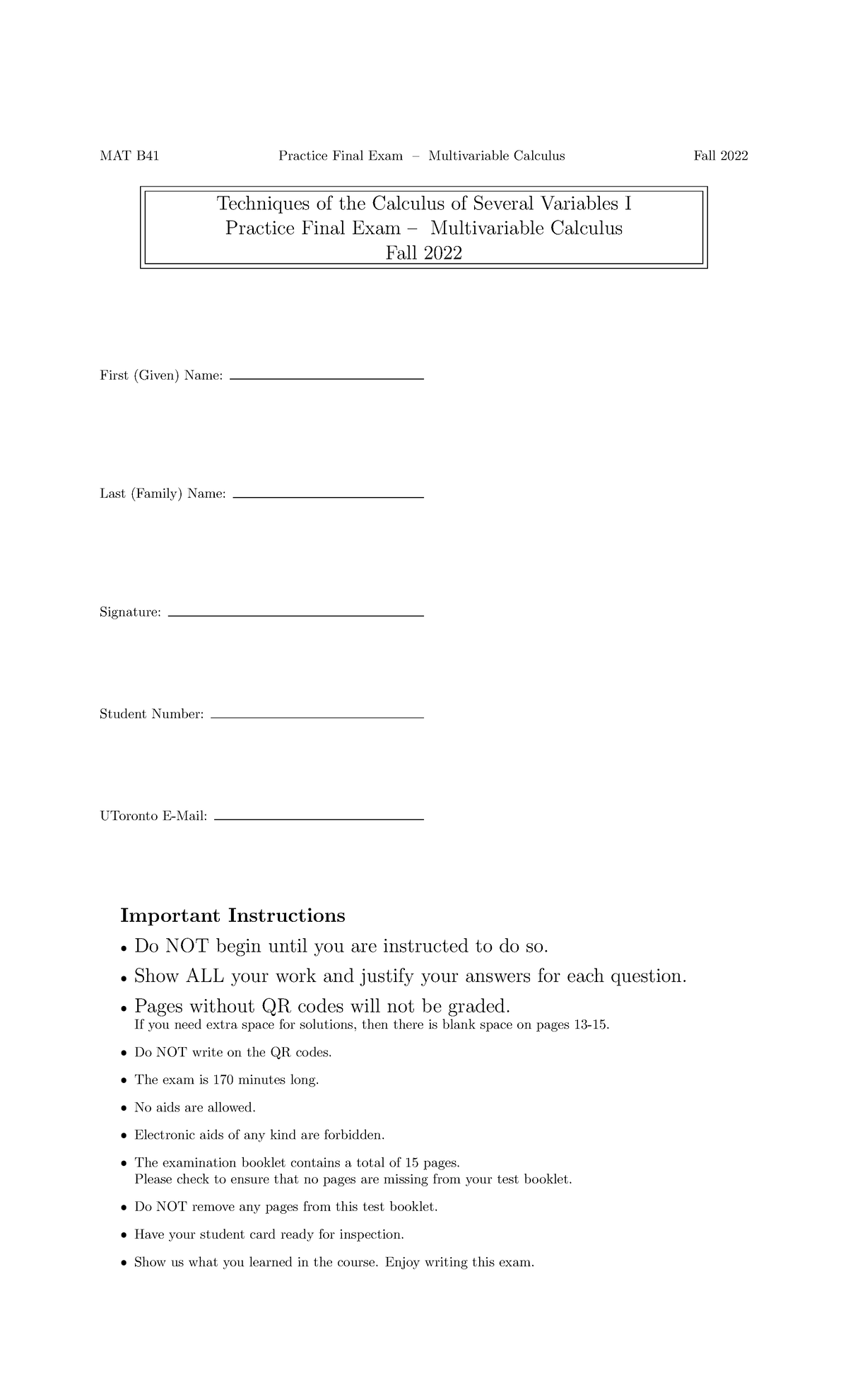 Mat b41 exam practice Blank - MAT B41 Practice Final Exam ...