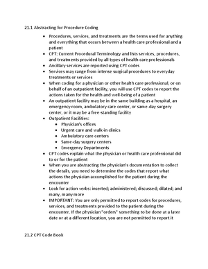 Medical Coding: Chapter 2 Abstracting Clinical Documentation - Key ...