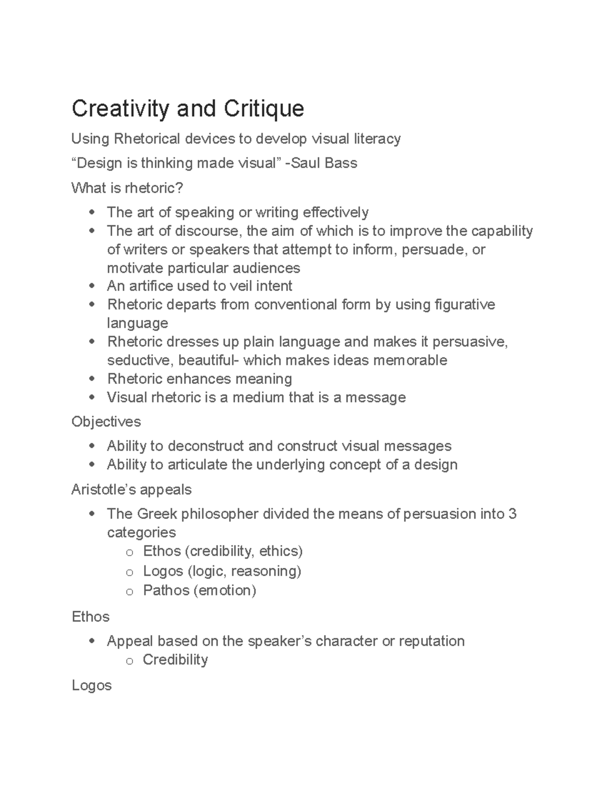 Creativity and Critique - Creativity and Critique Using Rhetorical ...