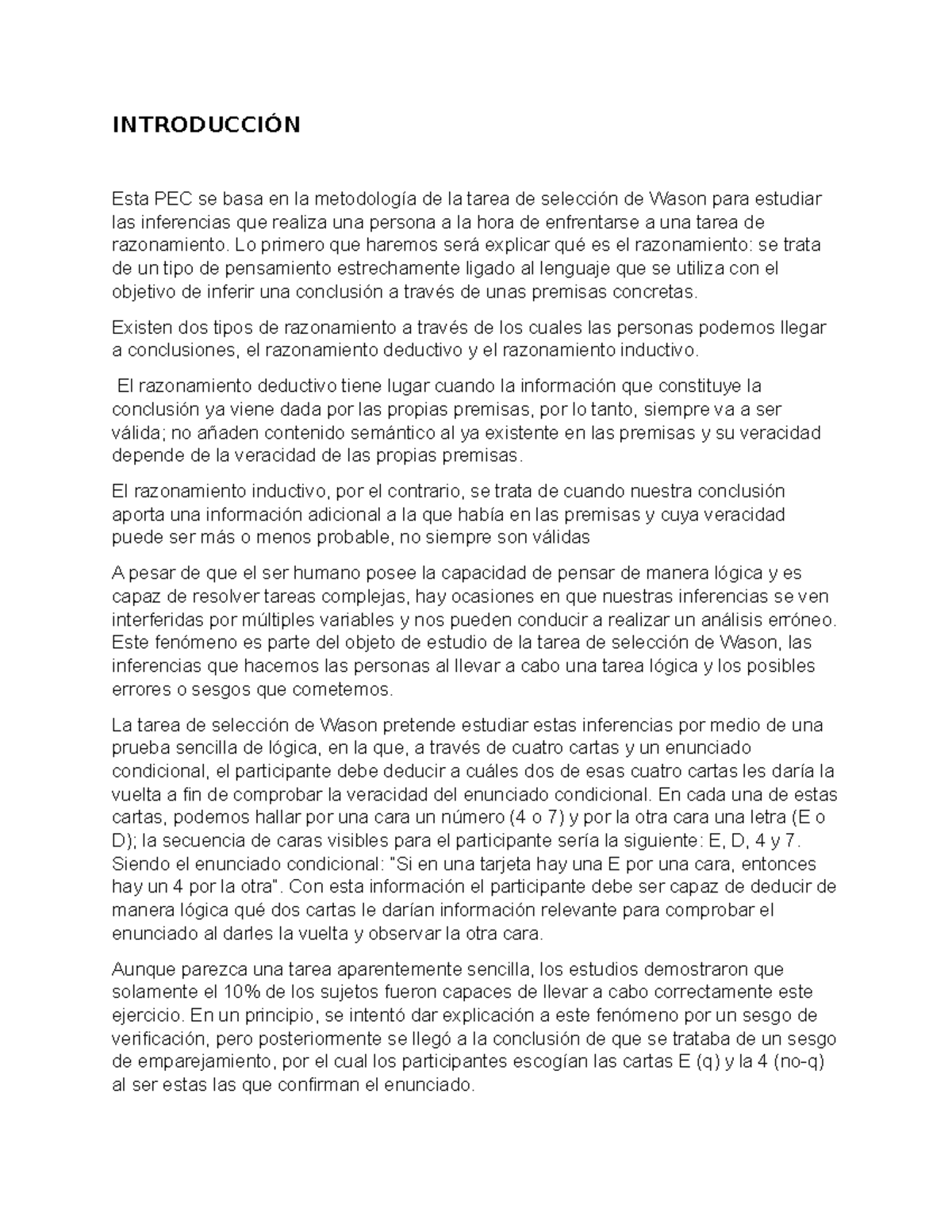 PEC Psicología del Desarrollo II - INTRODUCCIÓN Esta PEC se basa en la metodología de la tarea ...