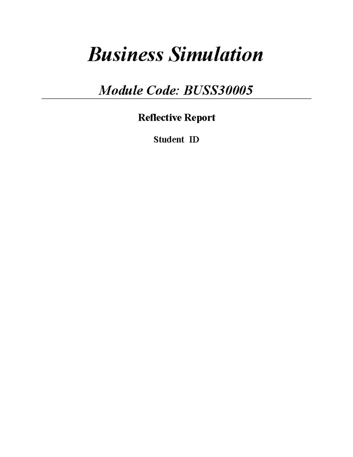 WA2303051 Radinna Staffordshire BS - Reflective Report - Business ...