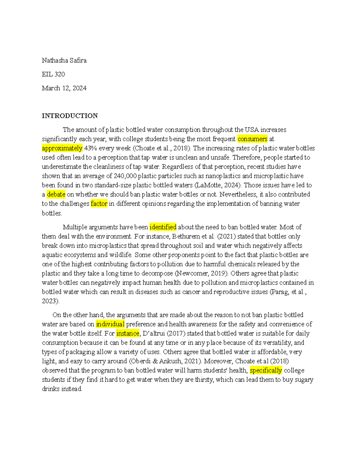 Research Paper Introduction Draft - Nathasha Safira EIL 320 March 12 ...