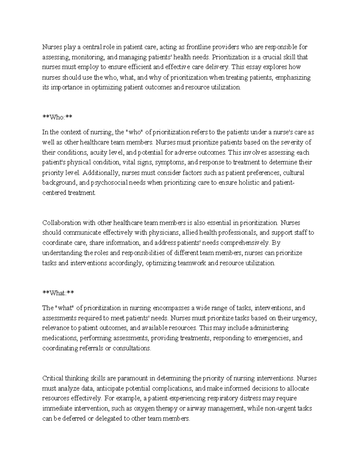 Paper draft rua - Summary Transition to the Nursing Profession - Nurses ...