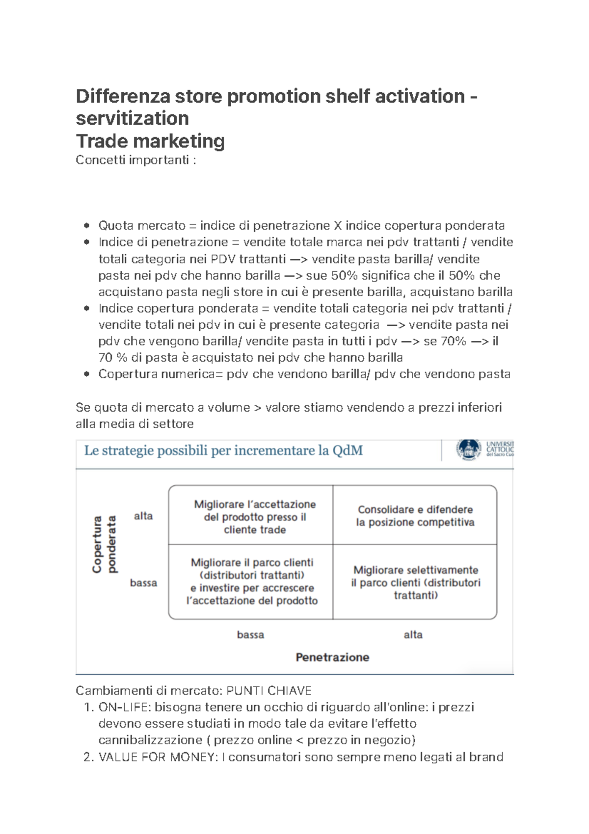 Trade marketing riassunto definitivo - 1. 2. Differenza store promotion ...