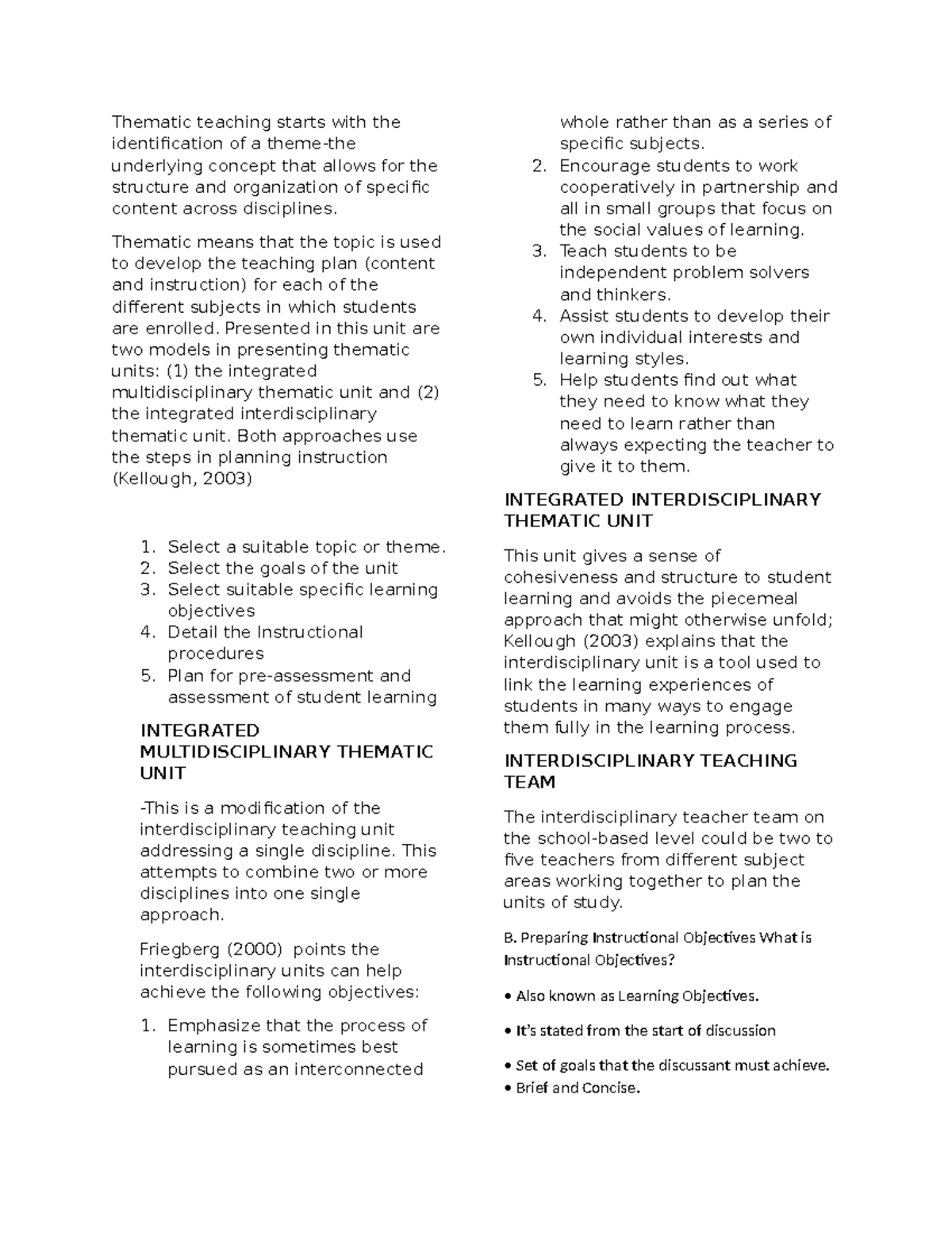 Integrative Reviewer - Thematic teaching starts with the identification ...