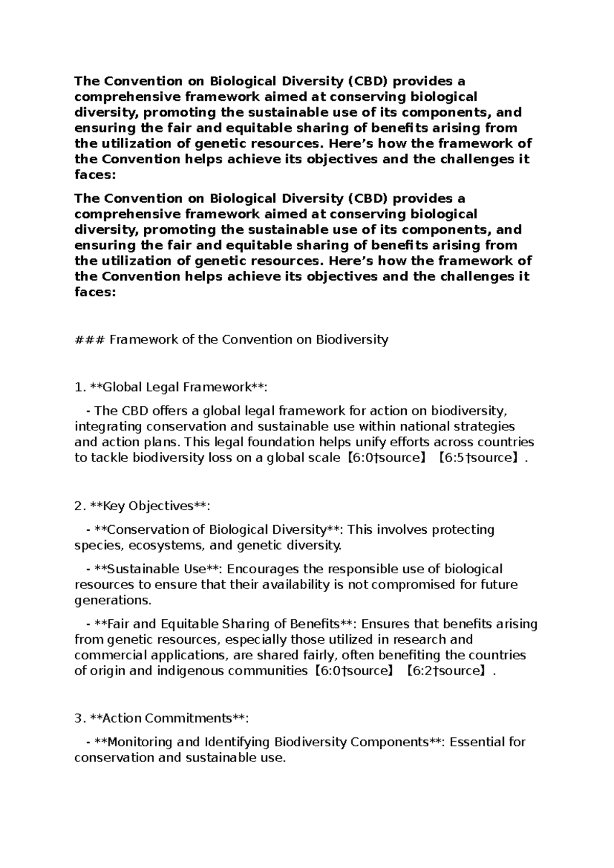 Questions - notes - The Convention on Biological Diversity (CBD ...