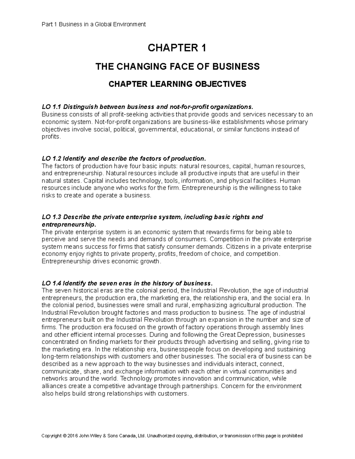 Test Bank Chapter 1 - Part 1 Business in a Global Environment CHAPTER 1 ...