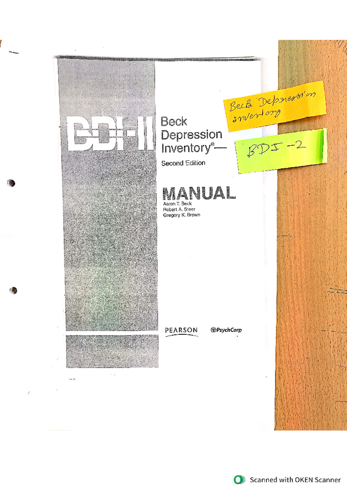 Beck depression inventory - Beck Robert A. Steer Gregory K. Brown ...