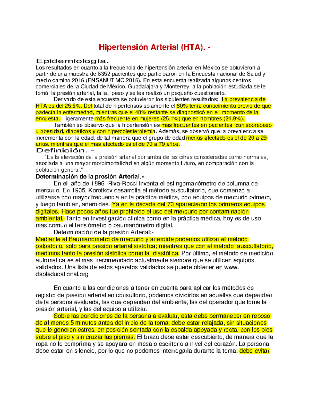 HTA2022A - Es un resumen de las guías actualizadas, espero les sirva ...