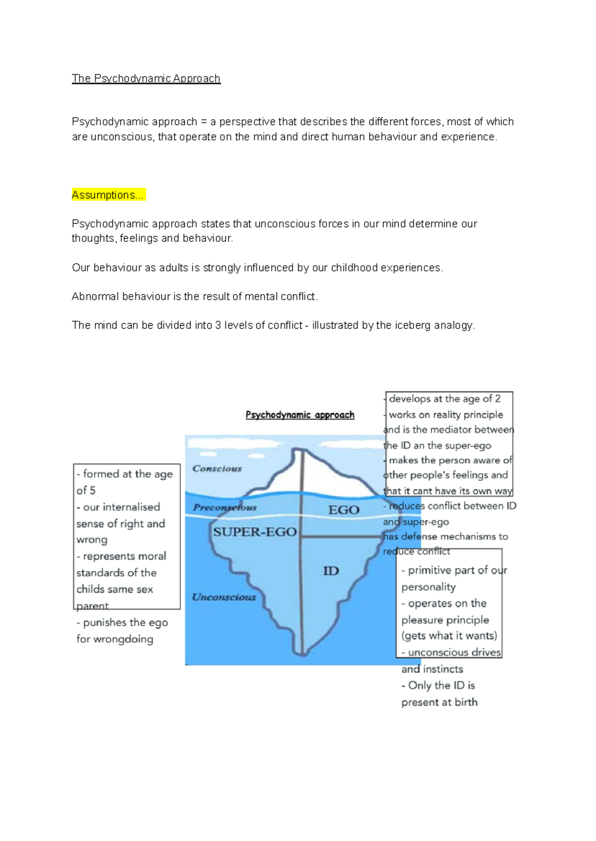 The Psychodynamic Approach - The Psychodynamic Approach Psychodynamic ...