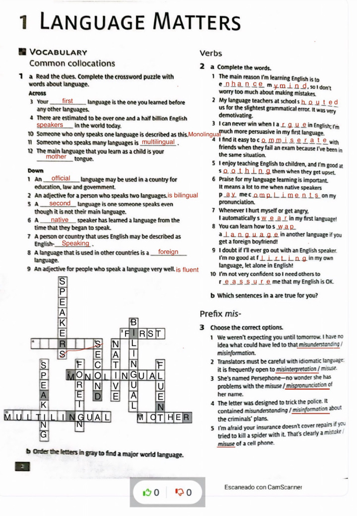 Tarea 1 Worbook - Worbbok advance c1 unidad 1 - 1 LANGUAGE MATTERS ...