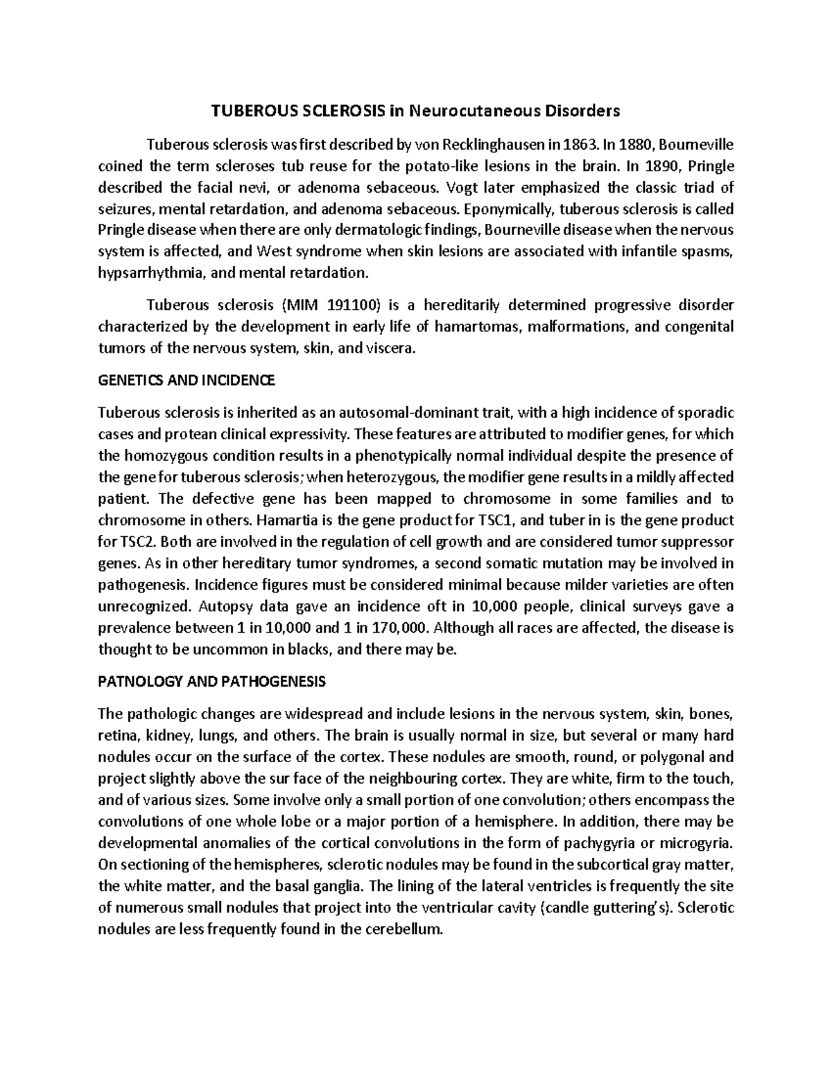 Tuberous Sclerosis in Neurocutaneous Disorders - TUBEROUS SCLEROSIS in ...