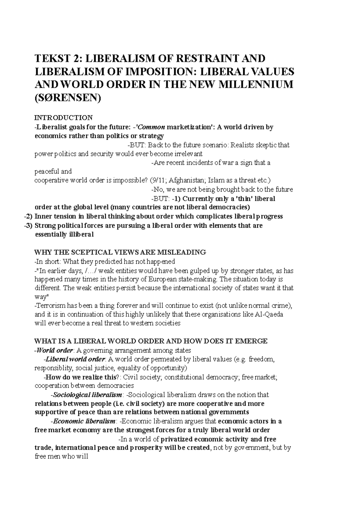 LIBERALISM OF RESTRAINT AND LIBERALISM OF IMPOSITION: LIBERAL VALUES ...