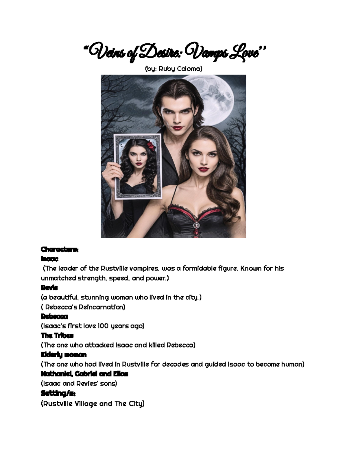 “Veins of Desire The Vamps Love’’ - “ Veins of Desire: Vamps Love’’ (by: Ruby Coloma) Characters ...