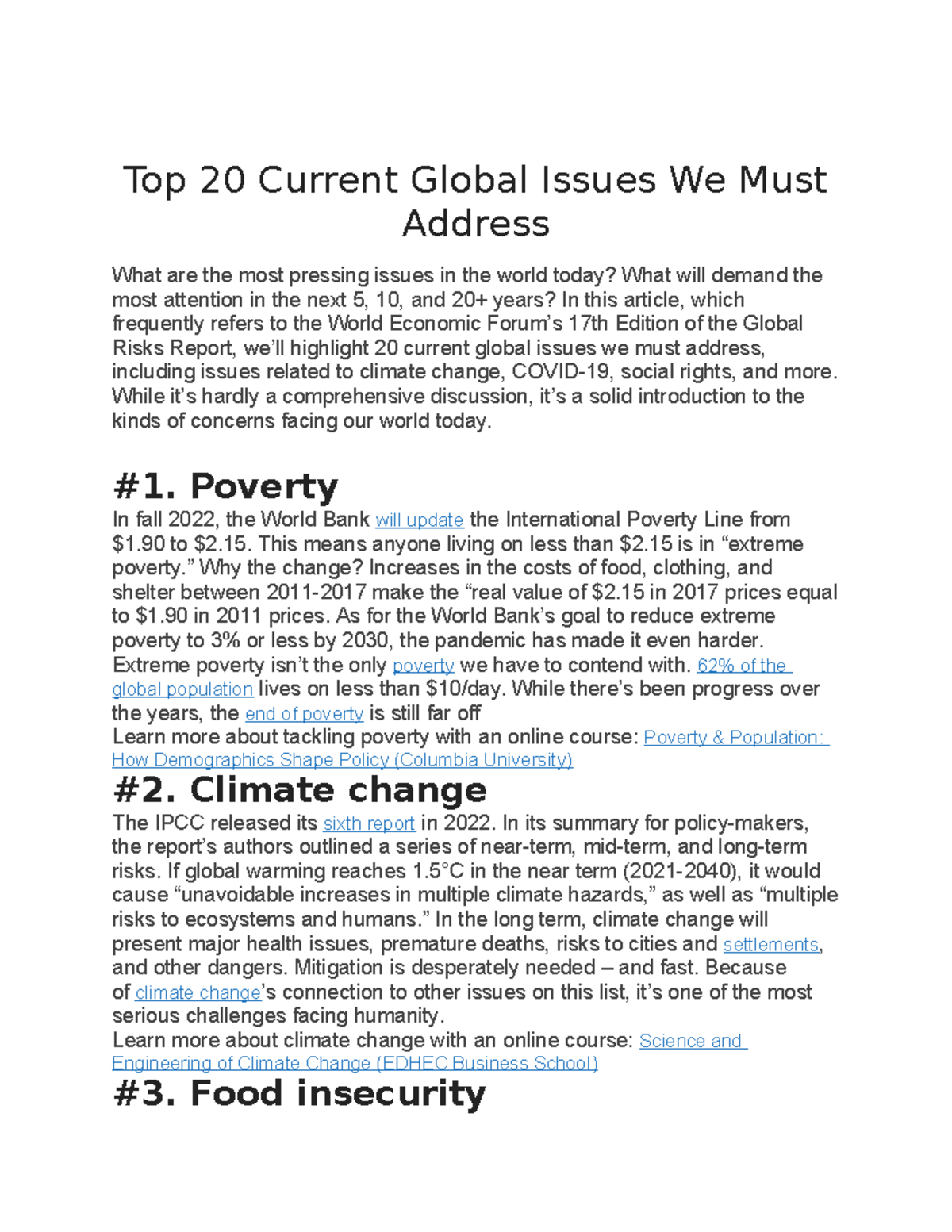 Top 20 Current Global Issues We Must Address - While it’s hardly a ...