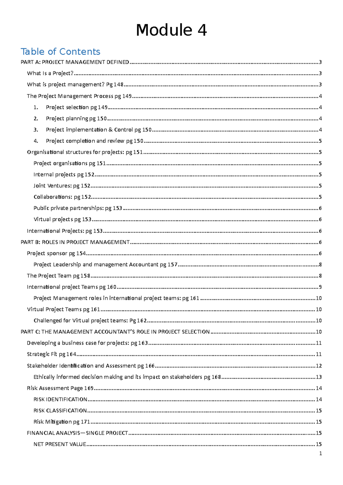 M4 SMA - Module 2 - SM - Table of Contents - Module PART A: PROJECT ...