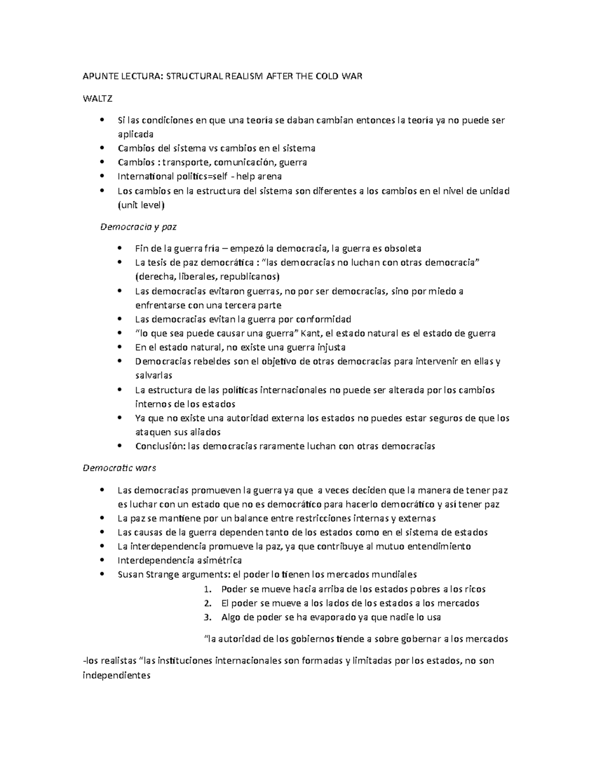 Apunte Lectura waltz realismo estructural - APUNTE LECTURA: STRUCTURAL ...