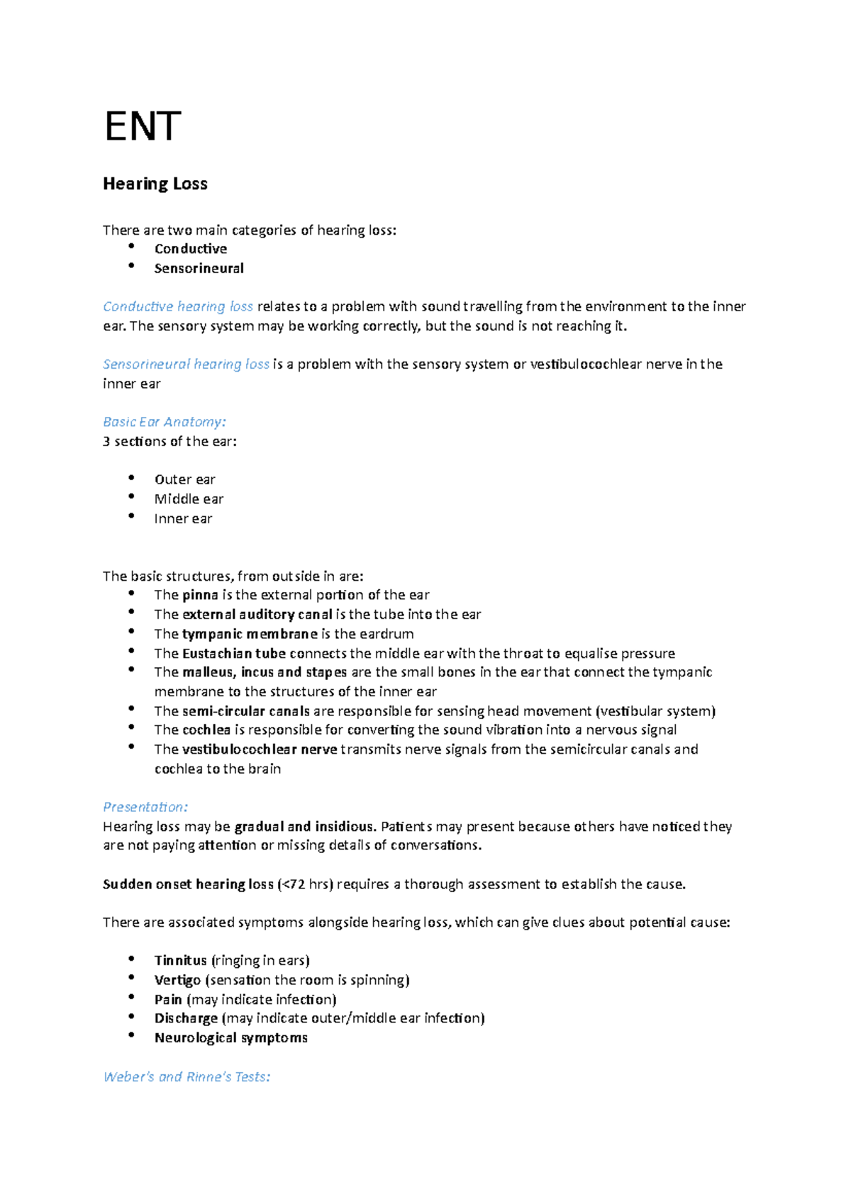 ENT - Common ear nose and throat conditions - ENT Hearing Loss There ...