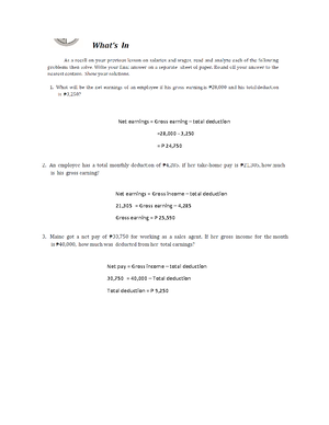 Business Math Q2 Mod3 Gross and Net Earnings - Business Math Quarter 2 ...