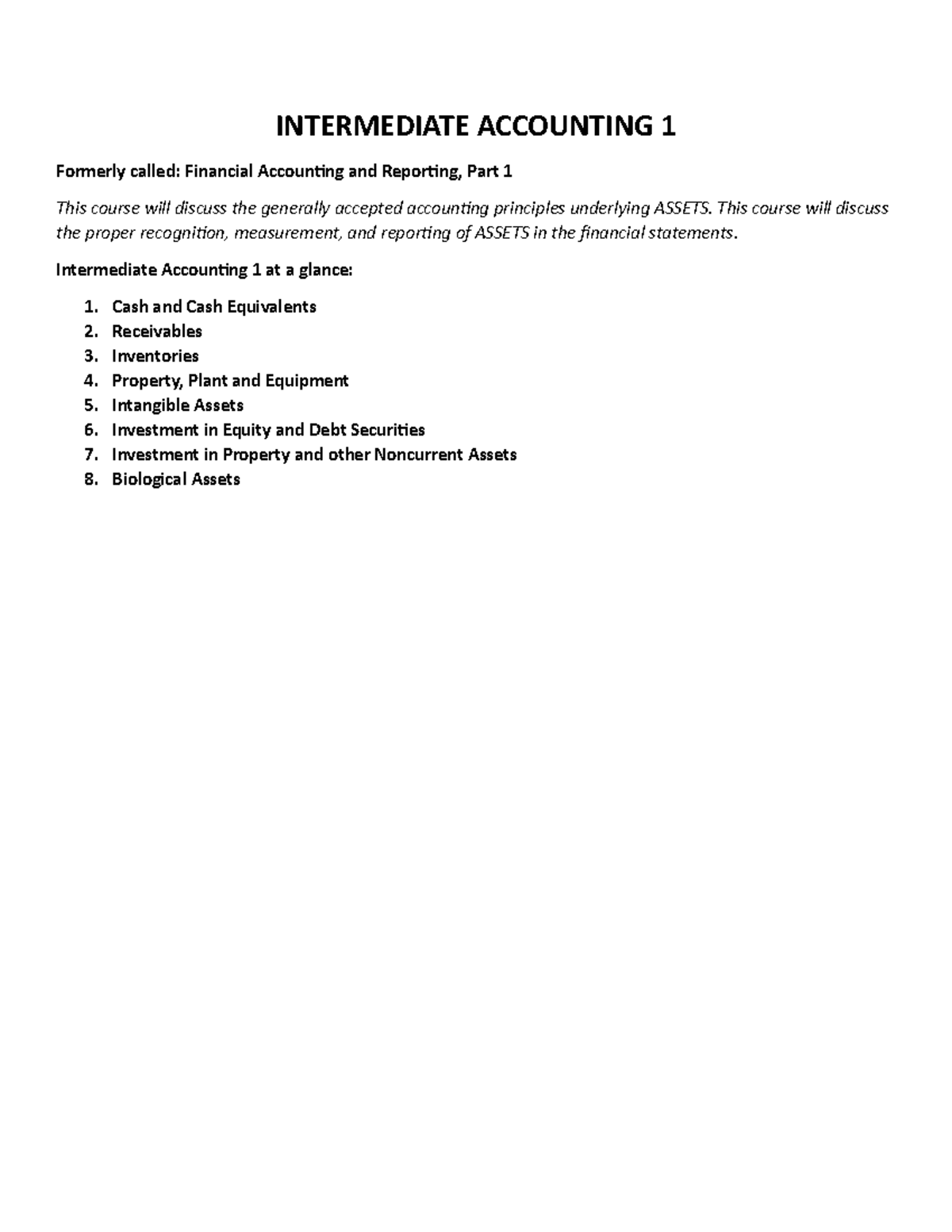 Intermediate Accounting 1 - INTERMEDIATE ACCOUNTING 1 Formerly called ...